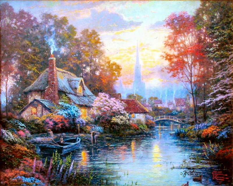 Nanette's Cottage by Thomas Kinkade 24x30 Limited Gallery Proof Edition ...